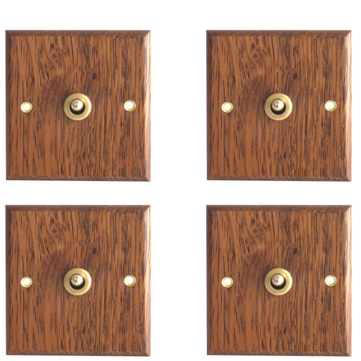 NCANRUI 4X 86 Type Solid Wood Panel Switch Wall Light Retro Brass ...