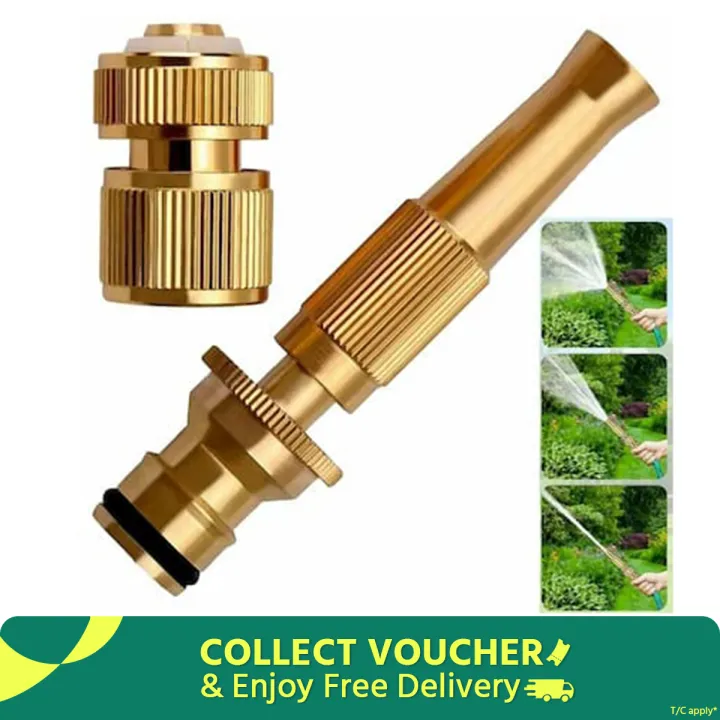 Brass Water Spray Nozzle Suitable for 1/2" Hose Pipe Adjustable Brass ...