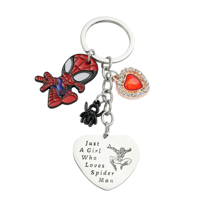 Superhero Spiderman Model Keychain Avengers Spider Man Metal Key Chain ...