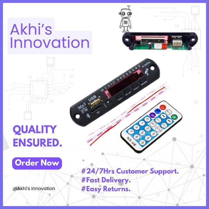 Bluetooth MP3 And FM Radio Decoder Module With Remote Genuine | Daraz ...