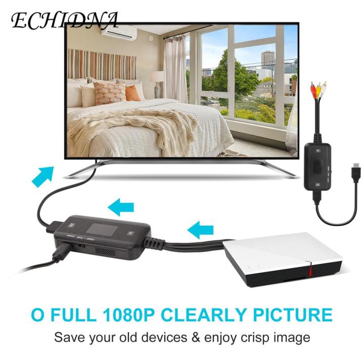 ECHIDNA Video Adapter with USB Cable AV RCA to HDMI-compatible DVD TV ...