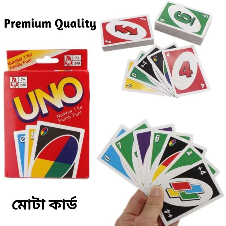 Uno Cards Family Fun Game Pack Thick Paper 108 Cards Full Set | Daraz ...