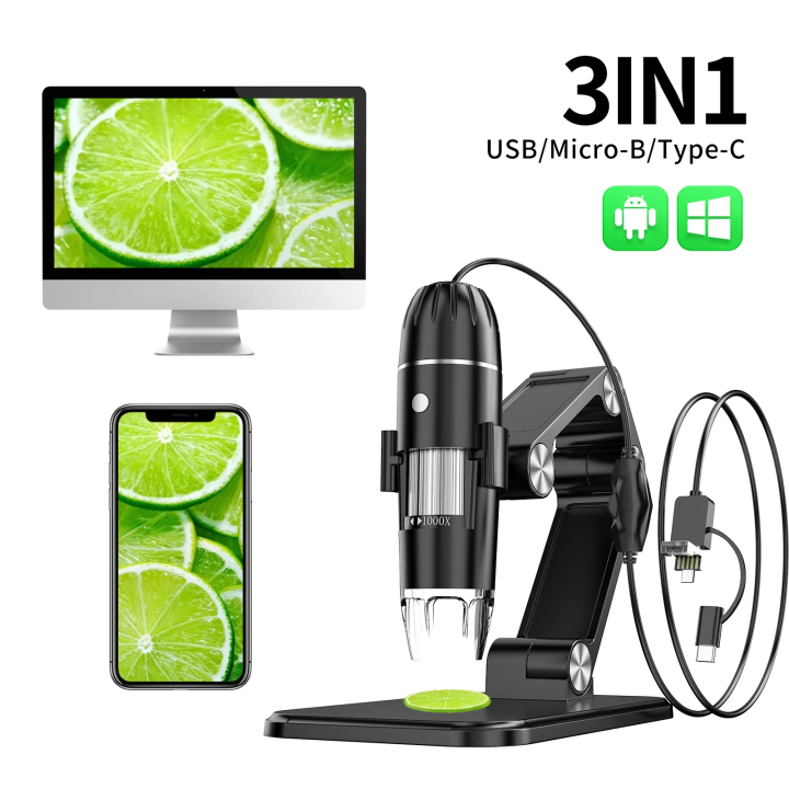 Digital Microscope Camera 3 In1 Type C USB Portable USB Handheld ...