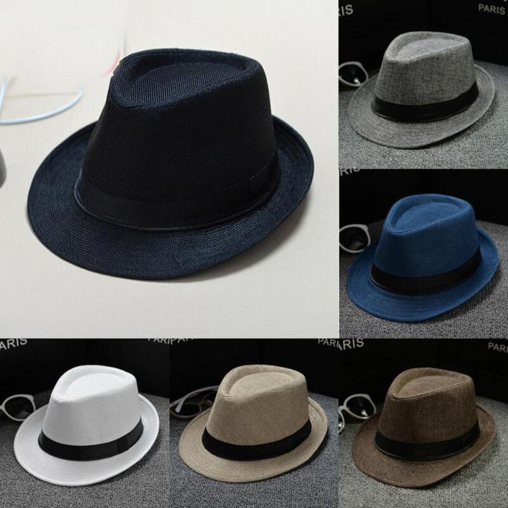 Spring Summer Retro Men'S Hats Fedoras Top Jazz Plaid Hat Adult Bowler ...