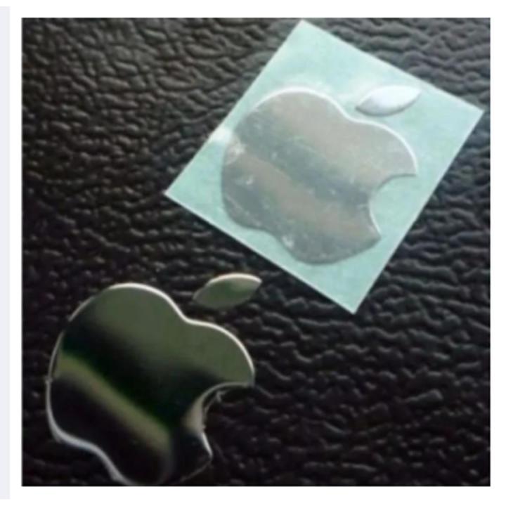 Apple metal look silver colour logo sticker for iphone and all mobile ...