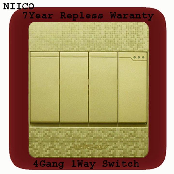 Exclusive Winer Gold Switch 4Gang 1Way Switch-(7 Years Repless Warranty ...