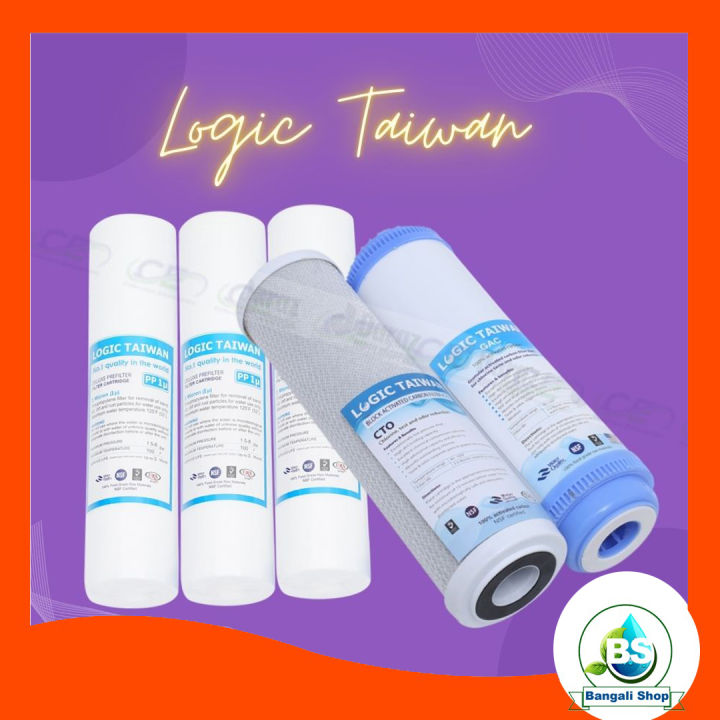 Sediment Filter PP (1 Micron)-3 Pcs, Cto Net Carbon-1 Pcs And 10" Udf Box Carbox-1 Pcs (5 Pcs ...