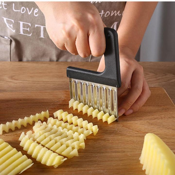 Stainless Steel Potato Chip Slicer Dough Vegetable Fruit Crinkle Wavy ...
