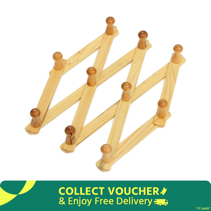 Wooden Wall Mounted Cloth Hook Adjustable Clothes Hangers | Daraz.com.bd