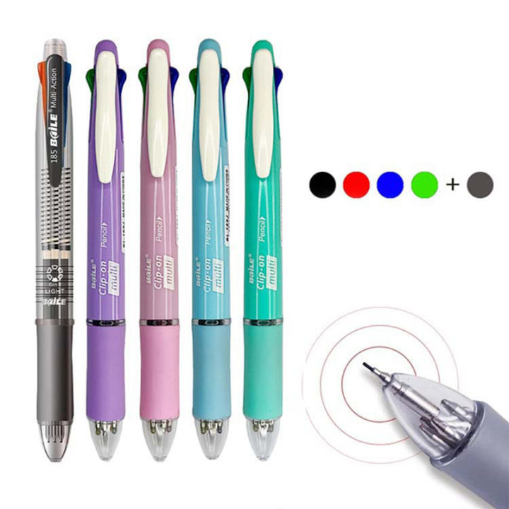 5 In 1 Multicolor Ballpoint Pens Creative 4 Color Ball Pen Refill and ...