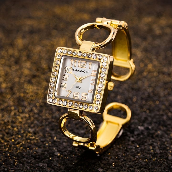 Women's Luxury Rhinestone Quartz Bracelet Watch Elegant Square Fashion ...