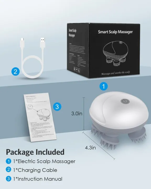 Upgraded Electric Scalp Massager, Portable Head Massager with Kneading ...