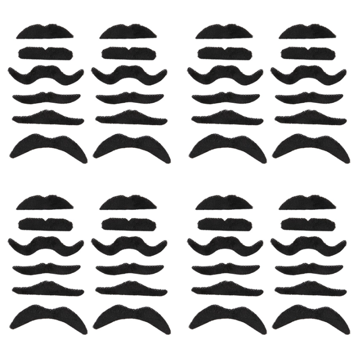 48 Pack Self Adhesive Assorted Fake Moustache / Mustache Set Fancy ...