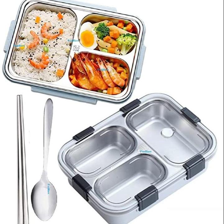 Leakproof Stainless Steel Lunch Box With 3 Compartments- Perfect For ...
