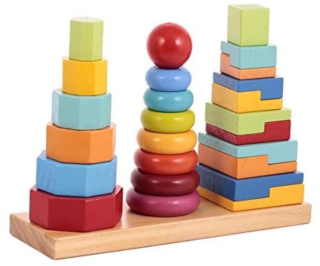 Montessori Rainbow Tower Geometric Tower Educational Toys Jenga ...