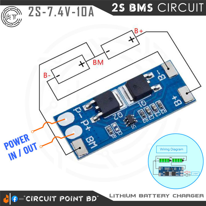 2S BMS Circuit Module 10A 7.4v 8.4V 18650 Li-Ion Battery Protection ...