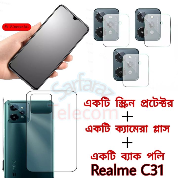 3 in1 Combo For Realme C31 21D Matte Screen Protector + Ultra Thin Back ...