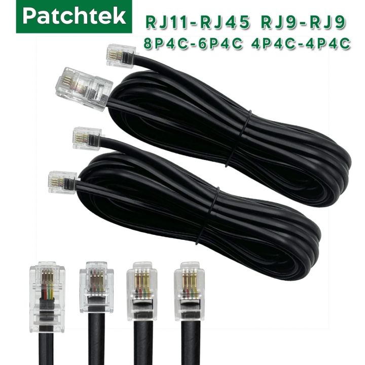 PATCHTEK RJ11 to RJ45/RJ9 to RJ9 Connector Telephone Cable 8p4c 6p4c ...