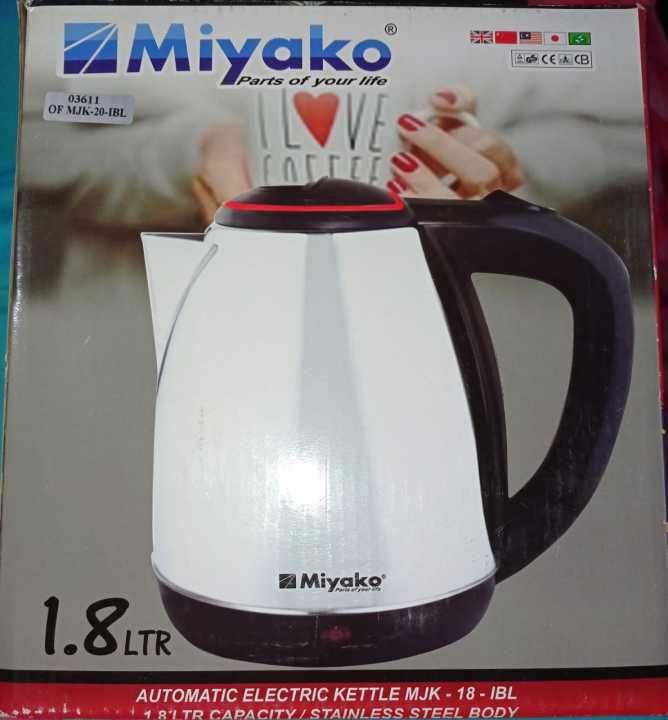 MIYAKO ELECTRIC KETTLE AUTOMATIC MJK-18 IBL 1.8 LTR With 1 year Brand ...