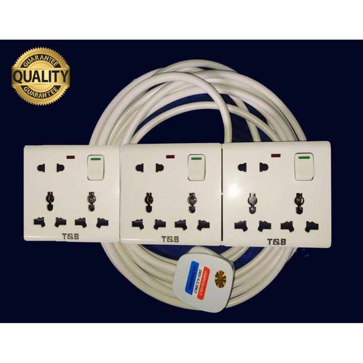3 gang multi plug with 40/76 15 feet cable | Daraz.com.bd