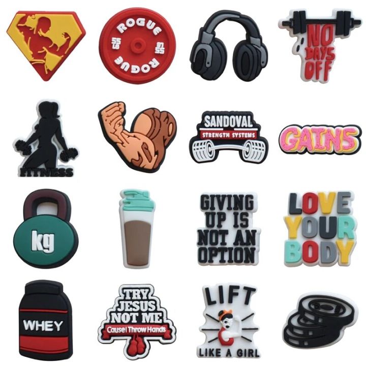 1Pcs Fitness for Croc Charm PVC Shoes Accessories Badge Unisex Clogs ...