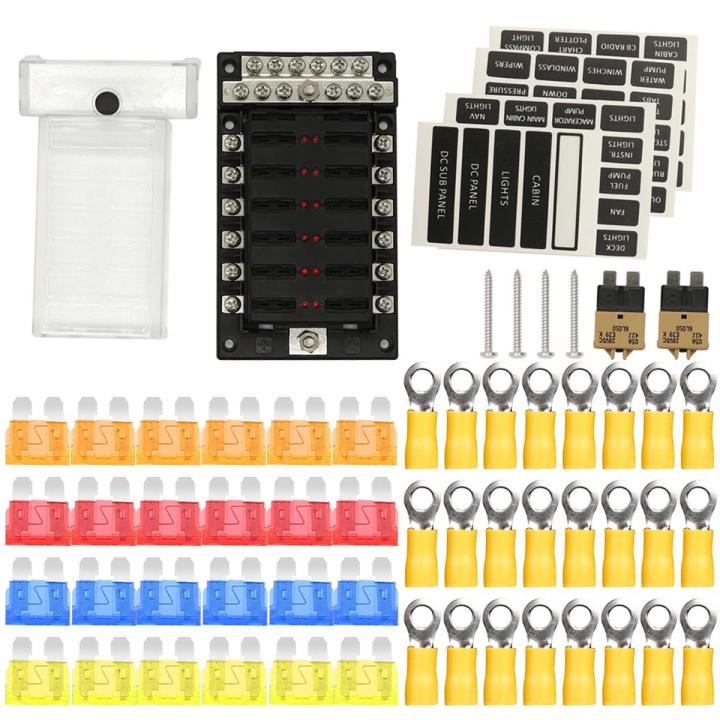 12 Way Fuse Box Blade Fuse Block Holder，12 Circuit Screw Nut Terminal W ...