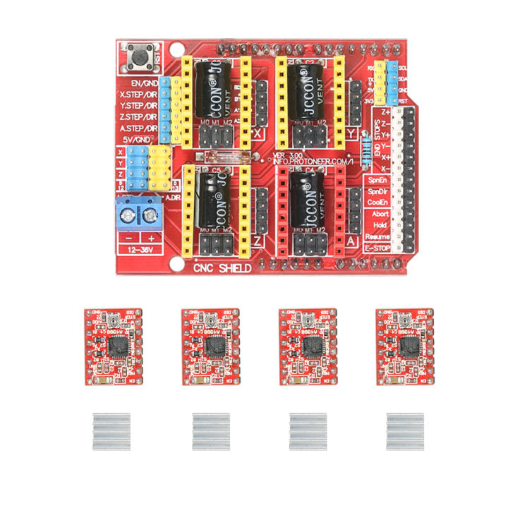 KOGEEK CNC Shield Expansion Board for V3 Engraver + 4pcs A4988 Stepper ...