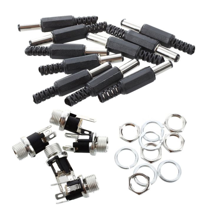 5 Pcs 5.5Mm x 2.1Mm Dc Power Jack Socket Female Panel Mount Connector ...