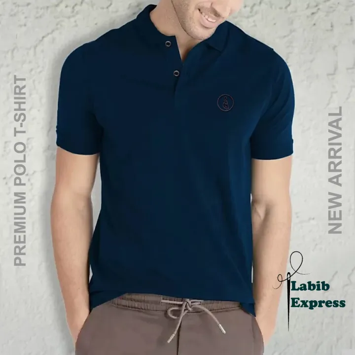 Men's Solid Color Navy Blue Polo Shitrs | Daraz.com.bd