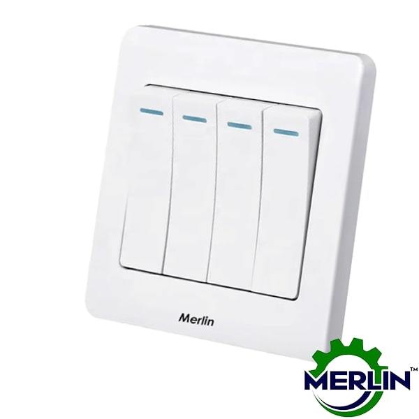 Merlin White 4 Gang 1 way Electrical Wall Switch | Daraz.com.bd