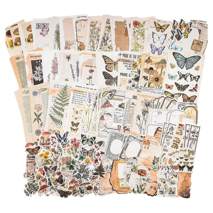 New Vintage crapbook upplie Pack (200 Pc) for Art Journaling Junk ...