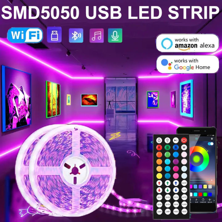 USB 1-30M LED Light Strip RGB 5050 Bluetooth Wifi APP Control Luces Led Light Strip Lighting ...