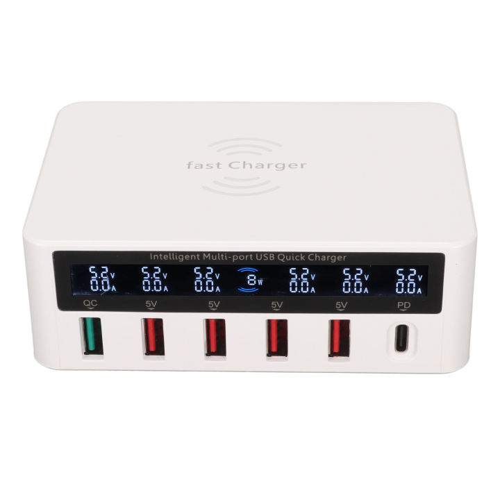 6 Port USB Charging Station 100W Wireless Smart Fast Charging Multi ...