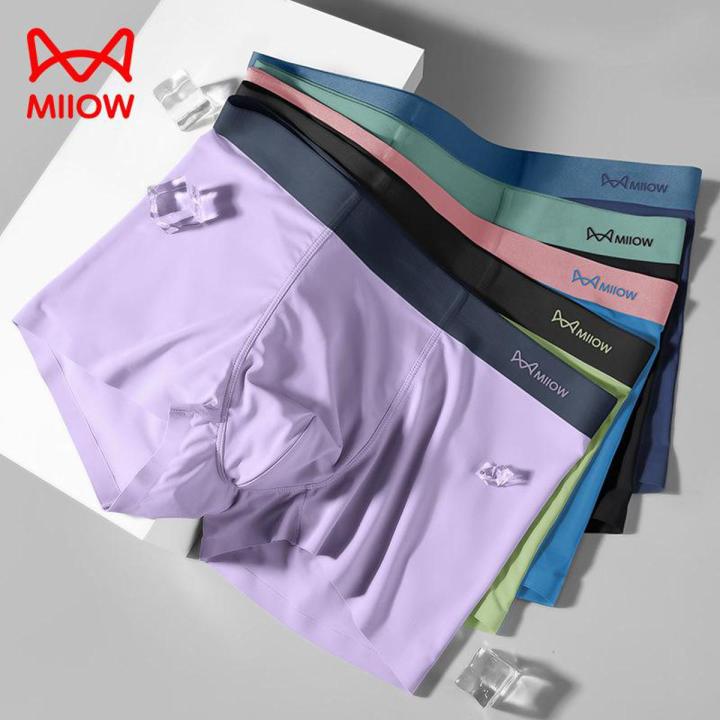 MiiOW 3pcs 50 Branch Modal Men's Underwear AAA Antibacterial Men's Two Color Underwear Summer ...