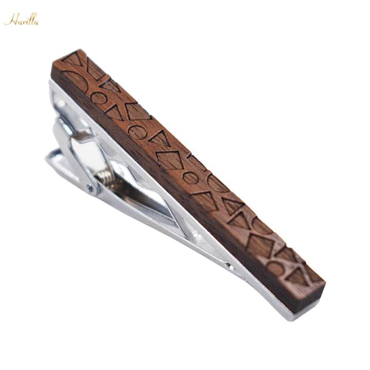 Geometric Pattern Mens Tie Bar Clip Metal Walnut Necktie Clips Clasp ...
