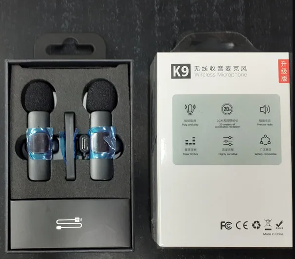 K9 Wireless Dual Microphone Professional Lapel Lavalier Microphone ...