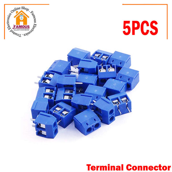 5Pcs- 2Pin BLUE Color KF301-2P 2 Pin Plug-In PCB Mount Straight Screws Terminal Block Connector ...