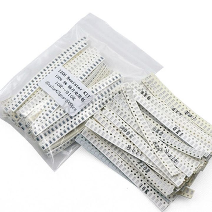 2000PCS 10 ohm-910K ohm 1206 SMD Resistor Kit Assorted set 5% 80values ...