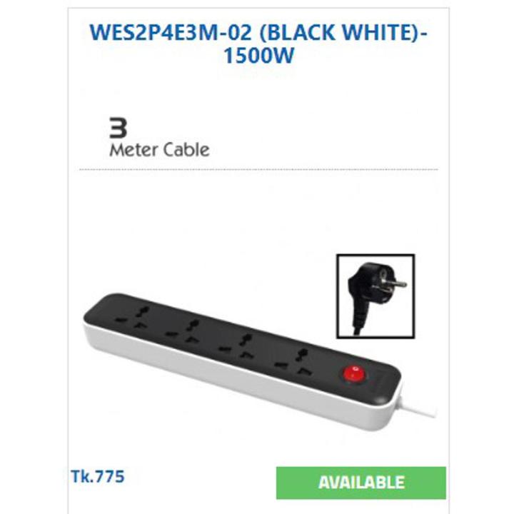 WALTON Single Switch Extension Socket WES2P4E3M-02 (Black-White ...