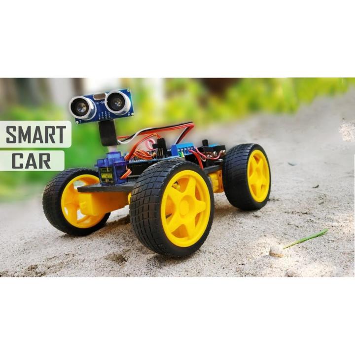 Obstacle Avoiding Robot Kit 4 Wheel with tutorial | Daraz.com.bd