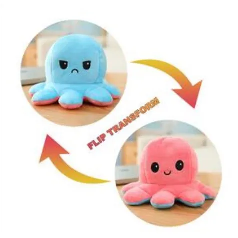 【Wireless】 20cm octopus doll plush cuttlefish Angry flip cute bipolar ...