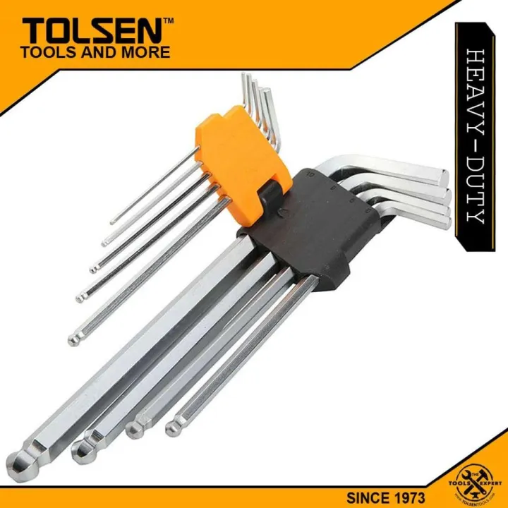 TOLSEN 20054 9Pcs Ball Point Extra Long Arm Allen Hex Key Set ( 1.5/2/2 ...