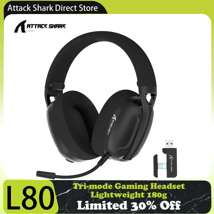 Attack Shark L80 Tri-mode Gaming Headset, Lightweight 180g, 5.1 Channel ...