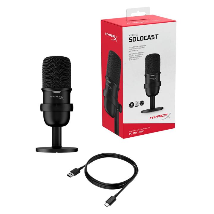 HyperX SoloCast USB Condenser Gaming Microphone,Tap to Mute Sensor ...