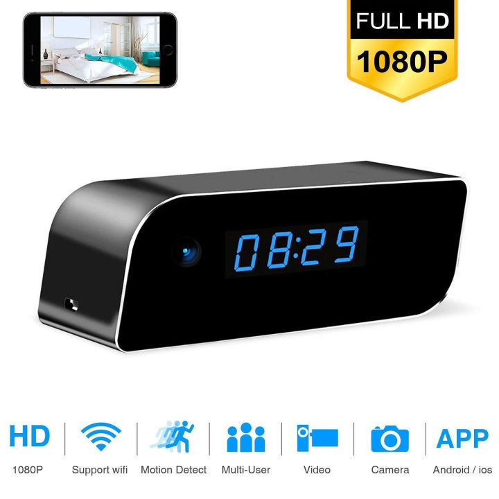 Full HD 1080P Digital Clock Video Camera Mini DV DVR Wifi Clock Camera ...