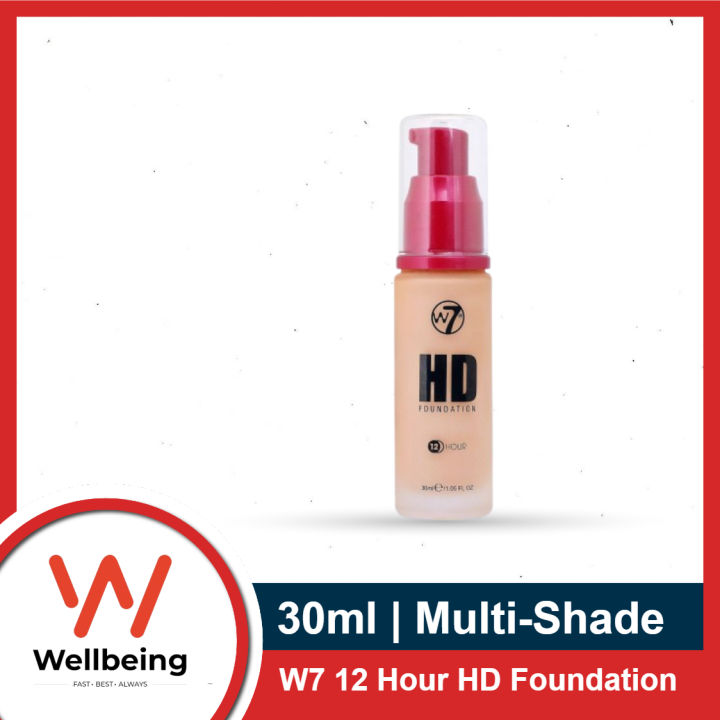 W7 12 Hour HD Foundation 30ml | Creme Brulee, Golden, Honey, Suede, Tan ...