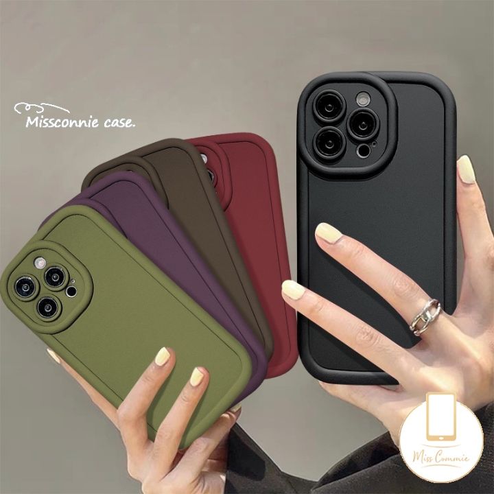 MissConnie INS Korean Skin Feel Cream Puffs Simple Solid Color Phone ...