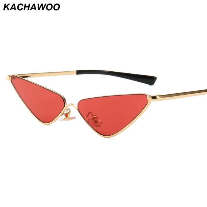 【happy one】silver pinkKachawoo Metal Cat Eye Sunglasses Female Semi ...