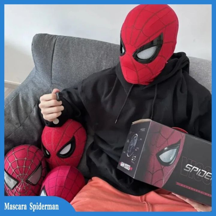 Halloween 1:1 Mascara Spiderman Headgear Mask Cosplay Moving Eyes ...