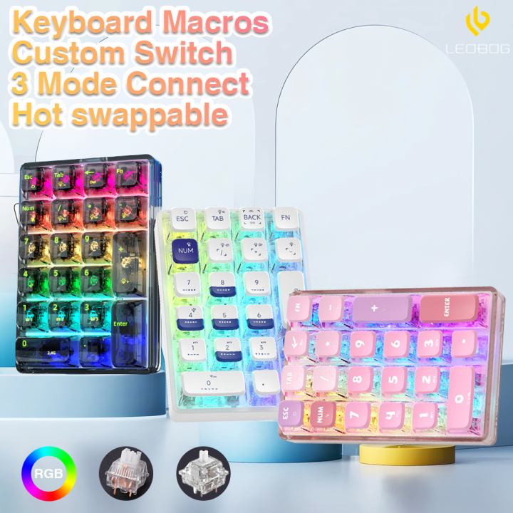 LEOBOG K21 Number Pad Bluetooth Mechanical Numeric Keyboard RGB 21Keys ...